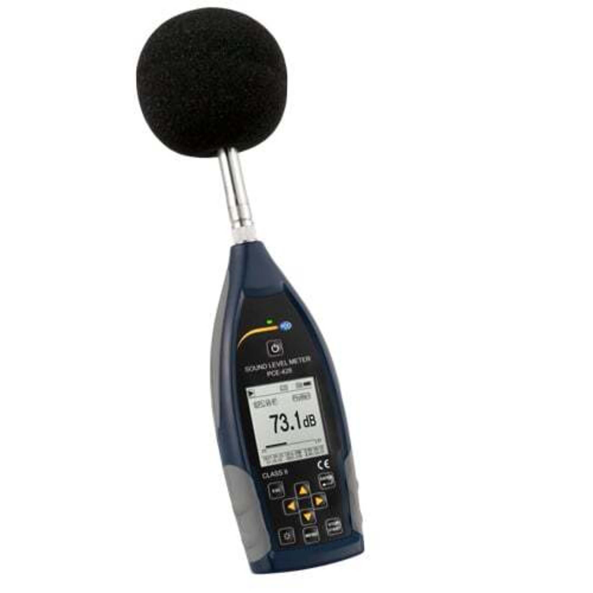 PCE Sound Level Meter with Calibrator — Class 2, Data Logging, Octave Band Frequency Filter ...